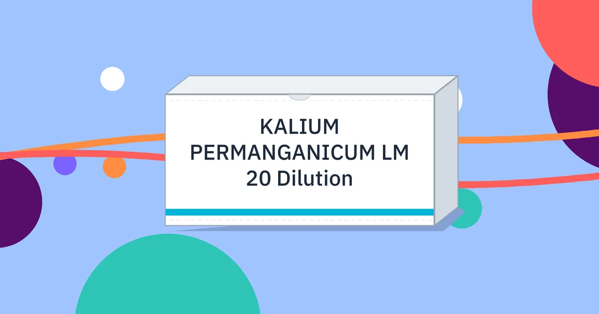 Symbolbild: Packung mit der Aufschrift KALIUM PERMANGANICUM LM 20 Dilution (PZN 12924212) – Verfügbarkeit und Bezug in Apotheken in Frankfurt am Main
