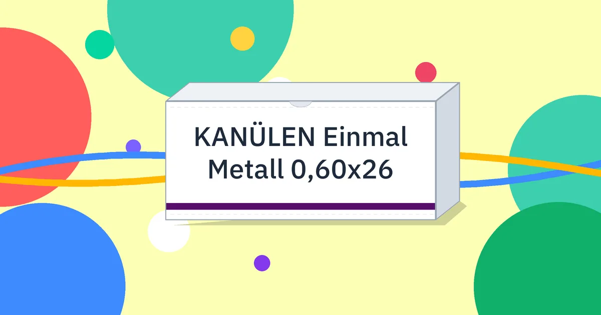 Symbolbild: Packung mit der Aufschrift KANÜLEN Einmal Metall 0,60x26 (PZN 01729424) – Verfügbarkeit und Bezug in Apotheken in Frankfurt am Main