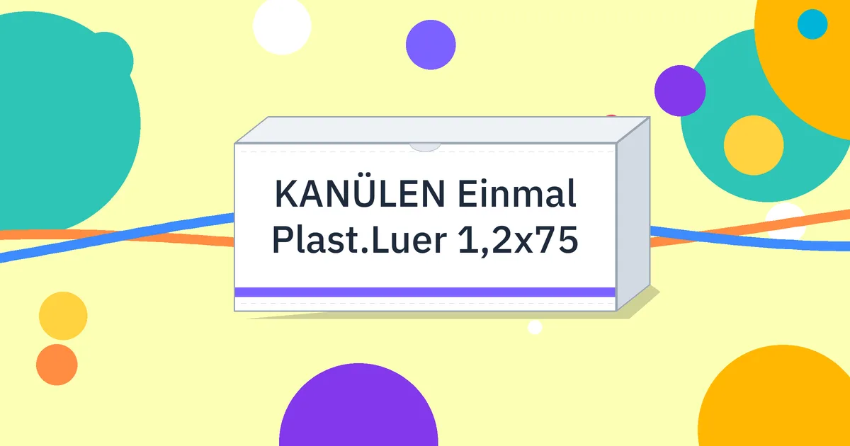 Symbolbild: Packung mit der Aufschrift KANÜLEN Einmal Plast.Luer 1,2x75 (PZN 02440602) – Verfügbarkeit und Bezug in Apotheken in Frankfurt am Main