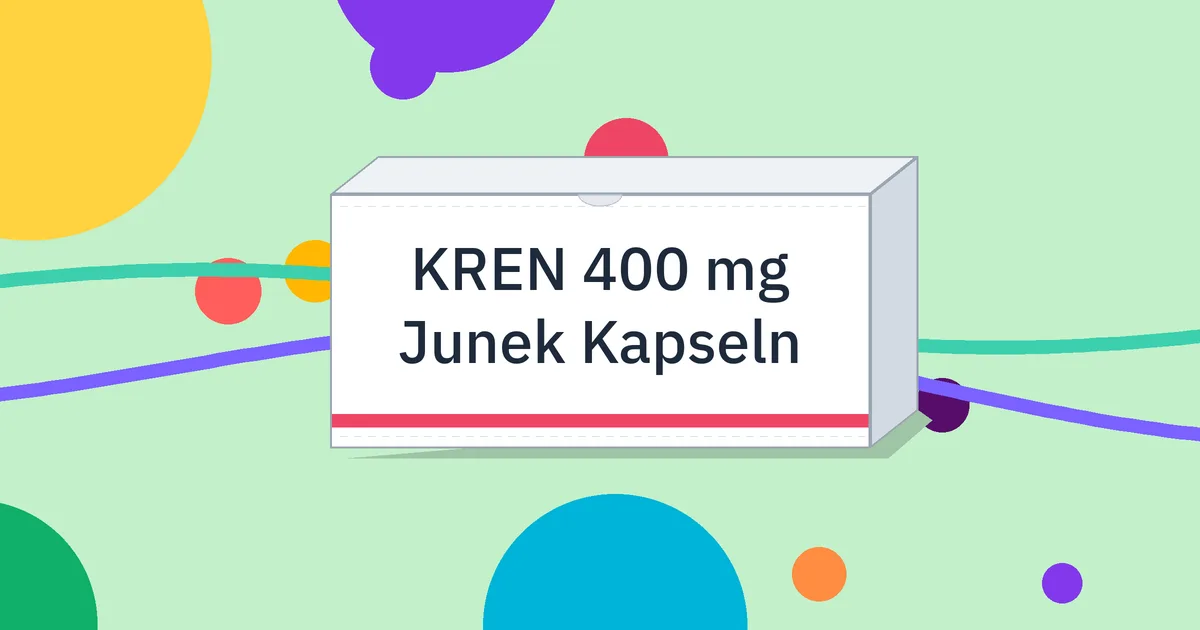 Symbolbild: Packung mit der Aufschrift KREN 400 mg Junek Kapseln (PZN 00139152) – Verfügbarkeit und Bezug in Apotheken in Frankfurt am Main