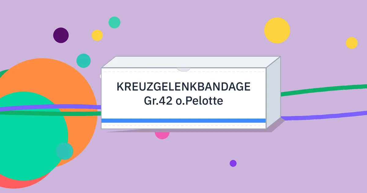 Symbolbild: Packung mit der Aufschrift KREUZGELENKBANDAGE Gr.42 o.Pelotte (PZN 01731421) – Verfügbarkeit und Bezug in Apotheken in Frankfurt am Main
