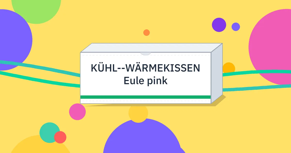 Symbolbild: Packung mit der Aufschrift KÜHL--WÄRMEKISSEN Eule pink (PZN 12375900) – Verfügbarkeit und Bezug in Apotheken in Frankfurt am Main