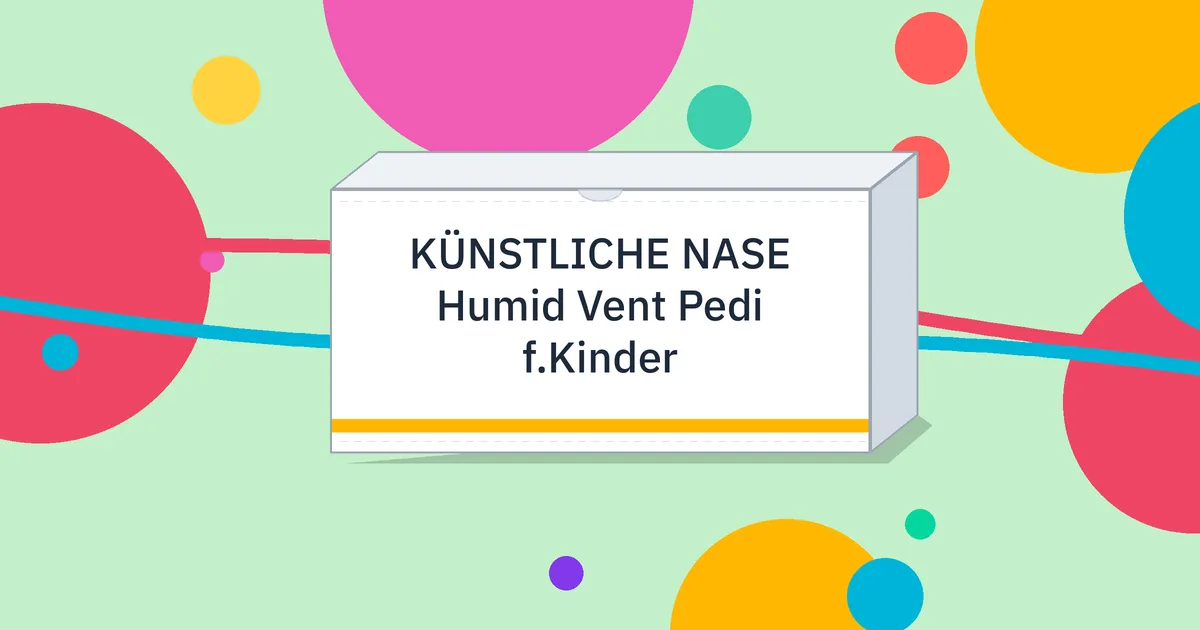 Symbolbild: Packung mit der Aufschrift KÜNSTLICHE NASE Humid Vent Pedi f.Kinder (PZN 02400413) – Verfügbarkeit und Bezug in Apotheken in Frankfurt am Main