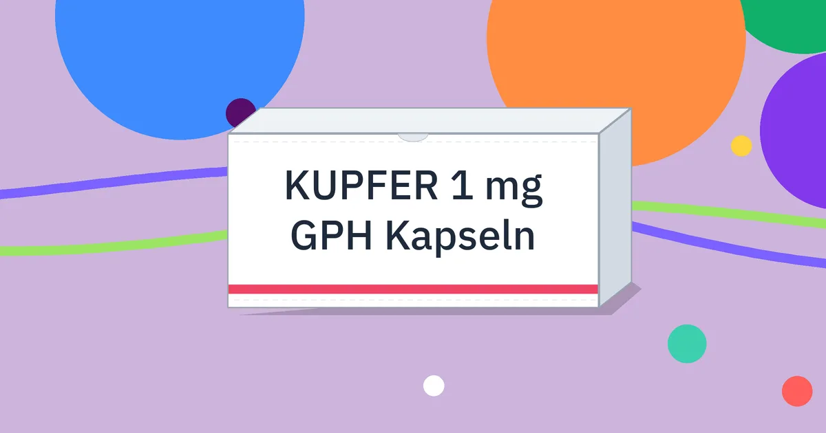 Symbolbild: Packung mit der Aufschrift KUPFER 1 mg GPH Kapseln (PZN 01569162) – Verfügbarkeit und Bezug in Apotheken in Frankfurt am Main