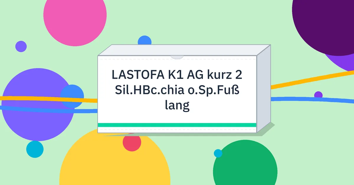 Symbolbild: Packung mit der Aufschrift LASTOFA K1 AG kurz 2 Sil.HBc.chia o.Sp.Fuß lang (PZN 14147959) – Verfügbarkeit und Bezug in Apotheken in Frankfurt am Main