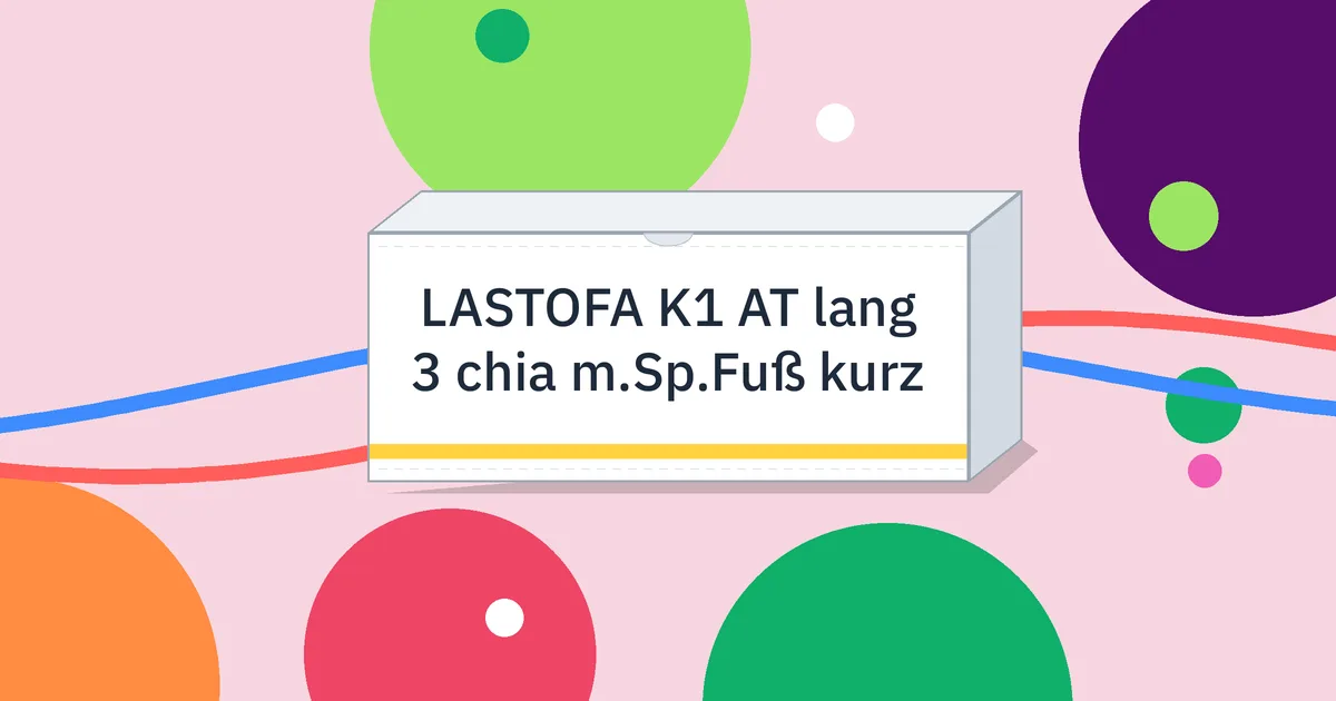 Symbolbild: Packung mit der Aufschrift LASTOFA K1 AT lang 3 chia m.Sp.Fuß kurz (PZN 13795722) – Verfügbarkeit und Bezug in Apotheken in Frankfurt am Main