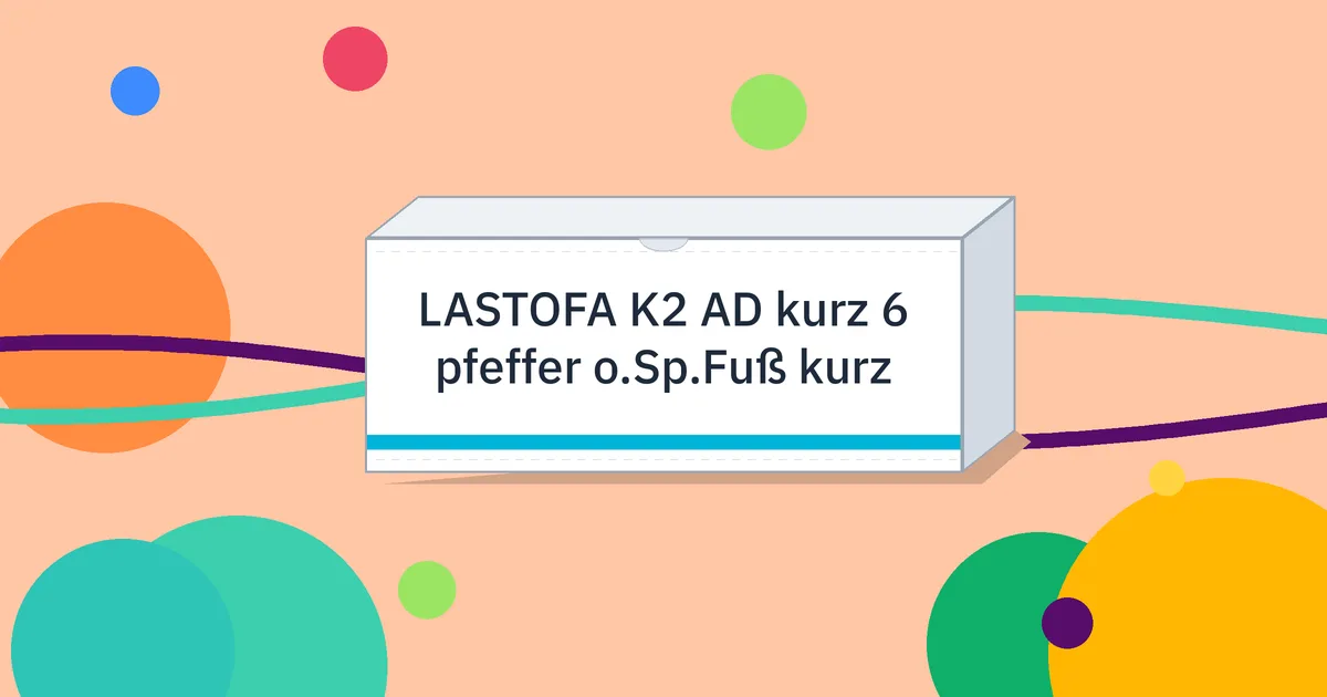 Symbolbild: Packung mit der Aufschrift LASTOFA K2 AD kurz 6 pfeffer o.Sp.Fuß kurz (PZN 13801569) – Verfügbarkeit und Bezug in Apotheken in Frankfurt am Main