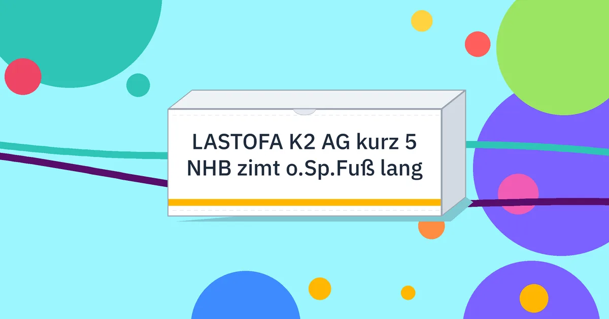 Symbolbild: Packung mit der Aufschrift LASTOFA K2 AG kurz 5 NHB zimt o.Sp.Fuß lang (PZN 14150192) – Verfügbarkeit und Bezug in Apotheken in Frankfurt am Main