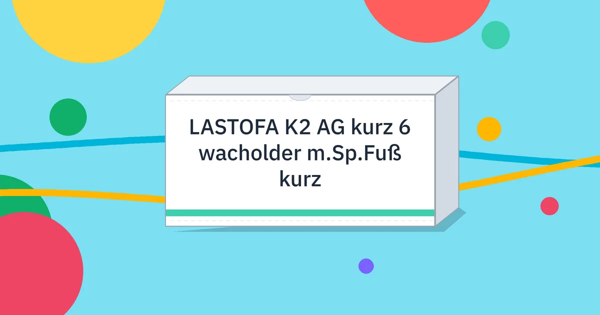 Symbolbild: Packung mit der Aufschrift LASTOFA K2 AG kurz 6 wacholder m.Sp.Fuß kurz (PZN 13807626) – Verfügbarkeit und Bezug in Apotheken in Frankfurt am Main