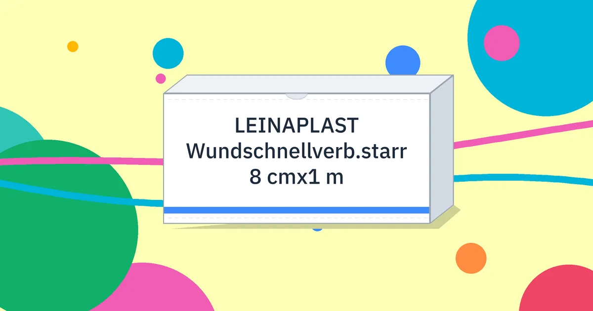 Symbolbild: Packung mit der Aufschrift LEINAPLAST Wundschnellverb.starr 8 cmx1 m (PZN 00971442) – Verfügbarkeit und Bezug in Apotheken in Frankfurt am Main