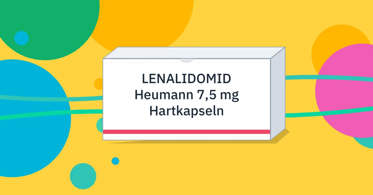 Symbolbild: Packung mit der Aufschrift LENALIDOMID Heumann 7,5 mg Hartkapseln (PZN 16516912) – Verfügbarkeit und Bezug in Apotheken in Frankfurt am Main