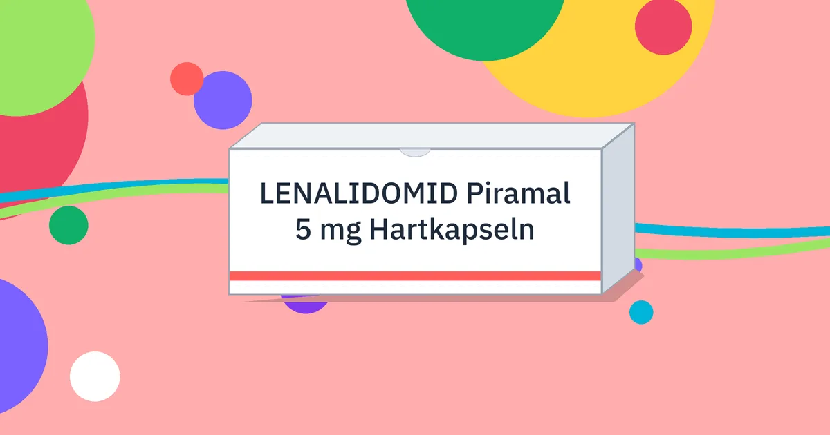 Symbolbild: Packung mit der Aufschrift LENALIDOMID Piramal 5 mg Hartkapseln (PZN 17621344) – Verfügbarkeit und Bezug in Apotheken in Frankfurt am Main