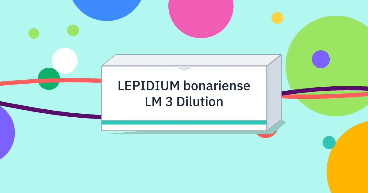 Symbolbild: Packung mit der Aufschrift LEPIDIUM bonariense LM 3 Dilution (PZN 13526241) – Verfügbarkeit und Bezug in Apotheken in Frankfurt am Main