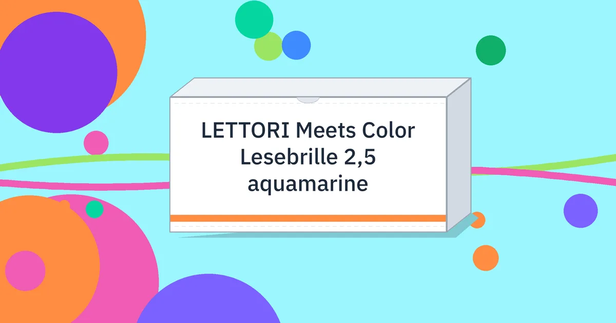 Symbolbild: Packung mit der Aufschrift LETTORI Meets Color Lesebrille 2,5 aquamarine (PZN 11142022) – Verfügbarkeit und Bezug in Apotheken in Frankfurt am Main