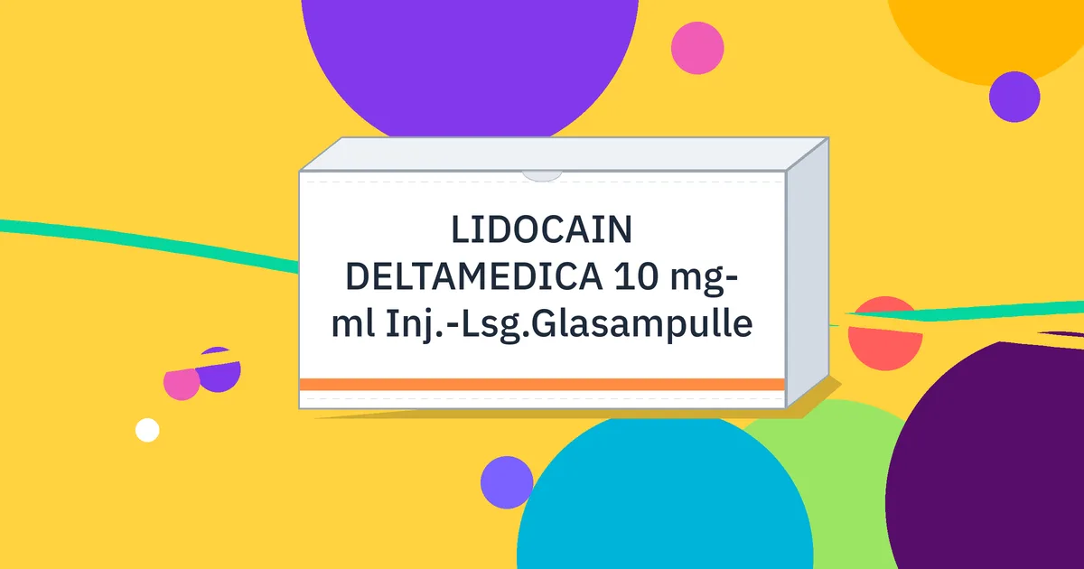 Symbolbild: Packung mit der Aufschrift LIDOCAIN DELTAMEDICA 10 mg-ml Inj.-Lsg.Glasampulle (PZN 09220217) – Verfügbarkeit und Bezug in Apotheken in Frankfurt am Main