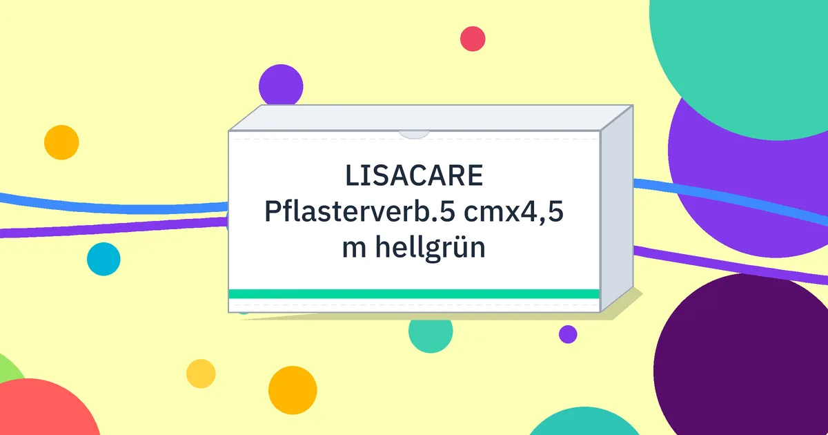 Symbolbild: Packung mit der Aufschrift LISACARE Pflasterverb.5 cmx4,5 m hellgrün (PZN 17892020) – Verfügbarkeit und Bezug in Apotheken in Frankfurt am Main