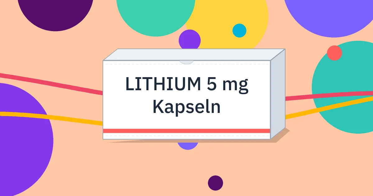 Symbolbild: Packung mit der Aufschrift LITHIUM 5 mg Kapseln (PZN 20349354) – Verfügbarkeit und Bezug in Apotheken in Frankfurt am Main