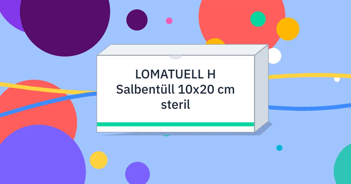 Symbolbild: Packung mit der Aufschrift LOMATUELL H Salbentüll 10x20 cm steril (PZN 17832153) – Verfügbarkeit und Bezug in Apotheken in Frankfurt am Main