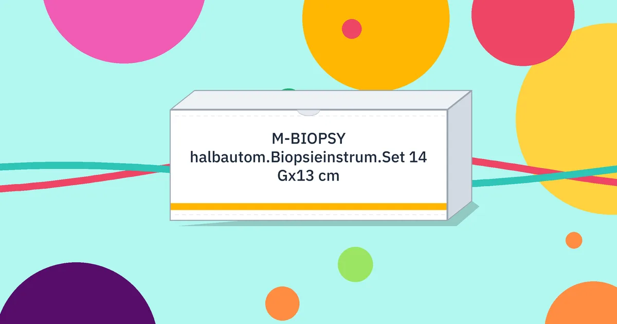 Symbolbild: Packung mit der Aufschrift M-BIOPSY halbautom.Biopsieinstrum.Set 14 Gx13 cm (PZN 20862465) – Verfügbarkeit und Bezug in Apotheken in Frankfurt am Main