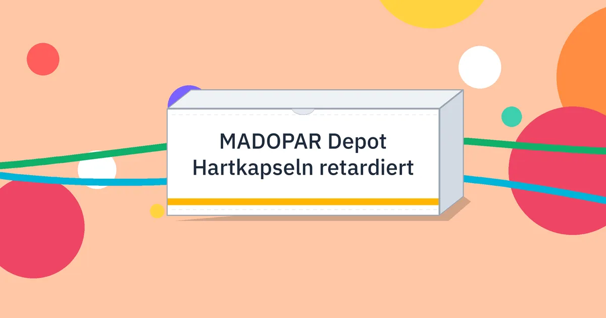 Symbolbild: Packung mit der Aufschrift MADOPAR Depot Hartkapseln retardiert (PZN 00125457) – Verfügbarkeit und Bezug in Apotheken in Frankfurt am Main