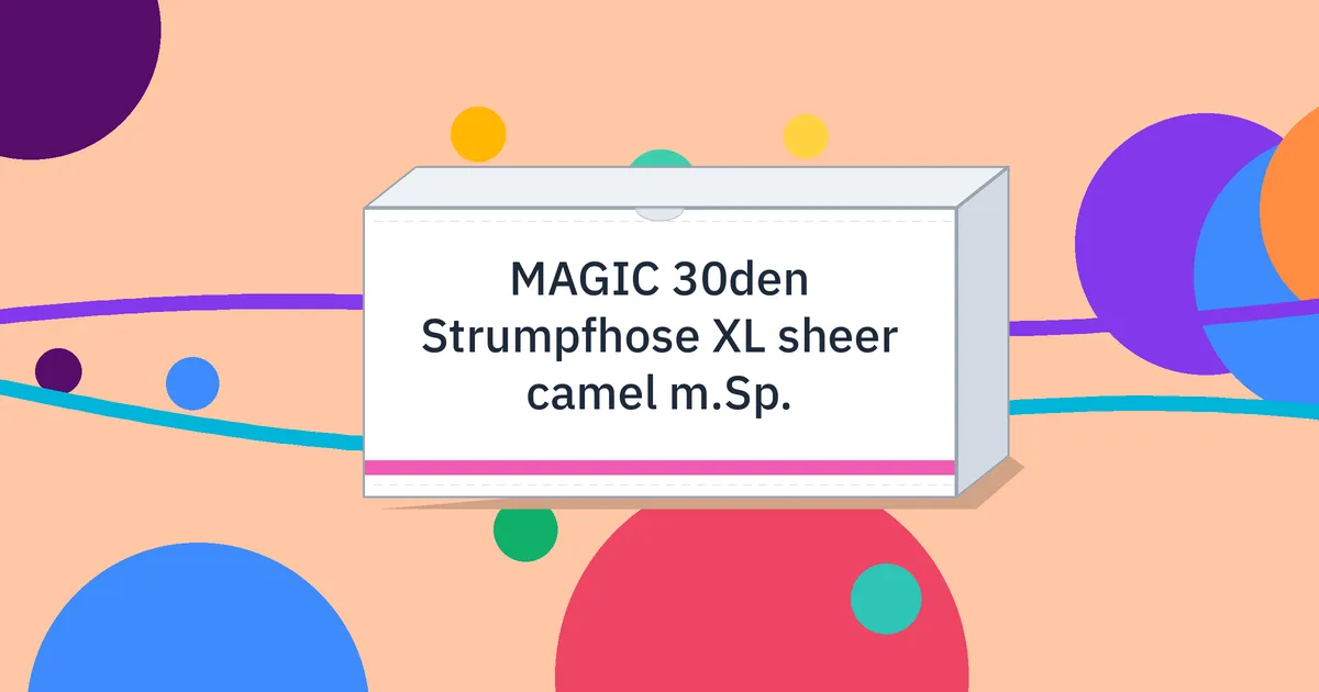 Symbolbild: Packung mit der Aufschrift MAGIC 30den Strumpfhose XL sheer camel m.Sp. (PZN 16182434) – Verfügbarkeit und Bezug in Apotheken in Frankfurt am Main