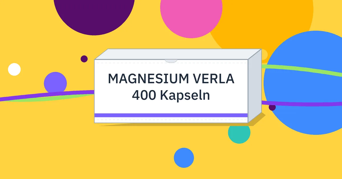 Symbolbild: Packung mit der Aufschrift MAGNESIUM VERLA 400 Kapseln (PZN 13984512) – Verfügbarkeit und Bezug in Apotheken in Frankfurt am Main