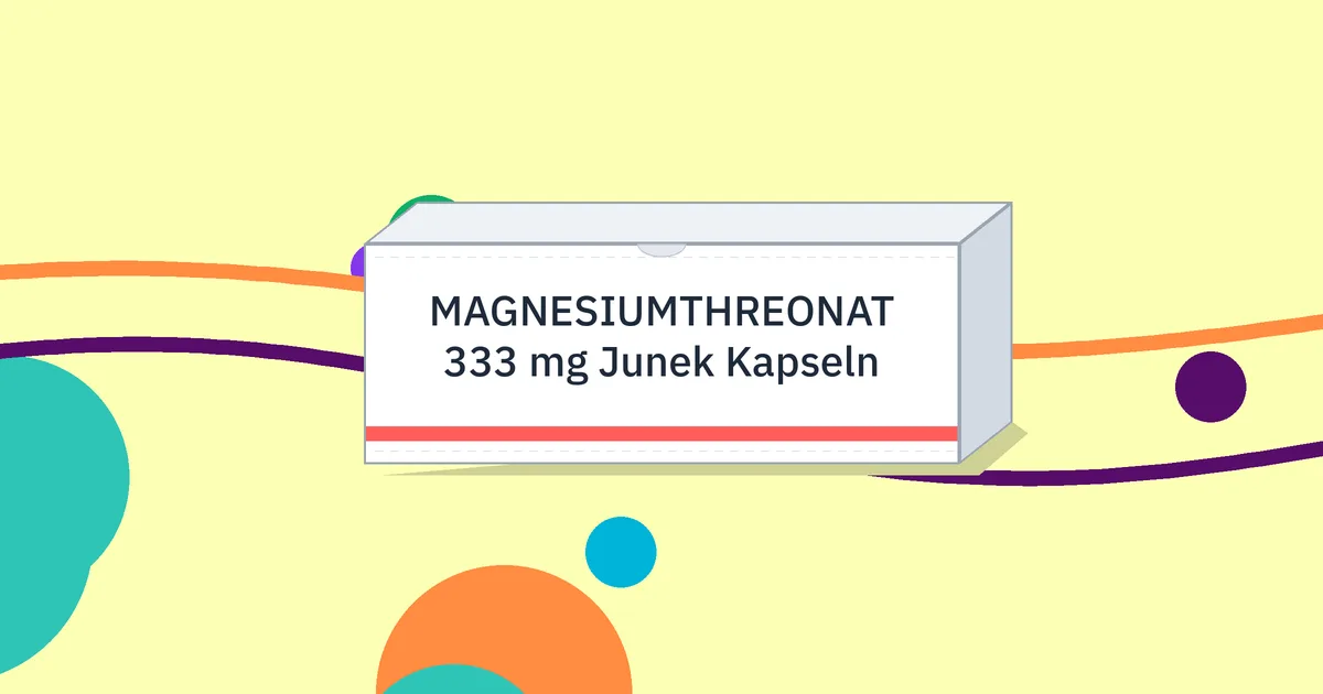 Symbolbild: Packung mit der Aufschrift MAGNESIUMTHREONAT 333 mg Junek Kapseln (PZN 19954386) – Verfügbarkeit und Bezug in Apotheken in Frankfurt am Main