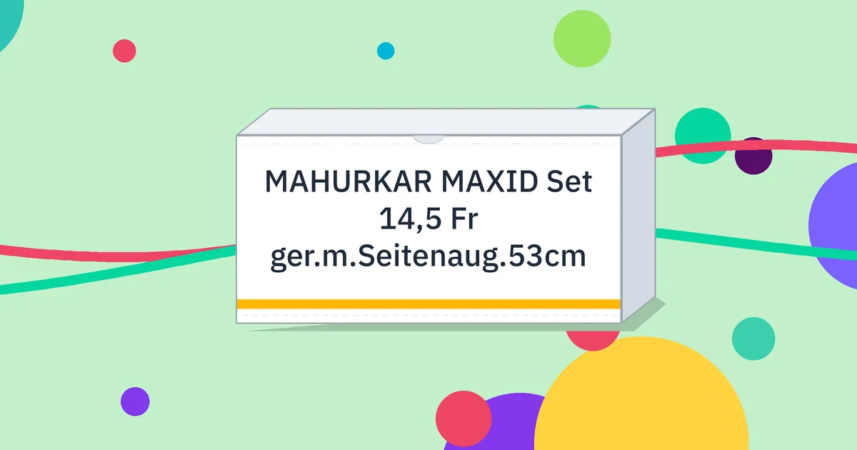 Symbolbild: Packung mit der Aufschrift MAHURKAR MAXID Set 14,5 Fr ger.m.Seitenaug.53cm (PZN 02764167) – Verfügbarkeit und Bezug in Apotheken in Frankfurt am Main