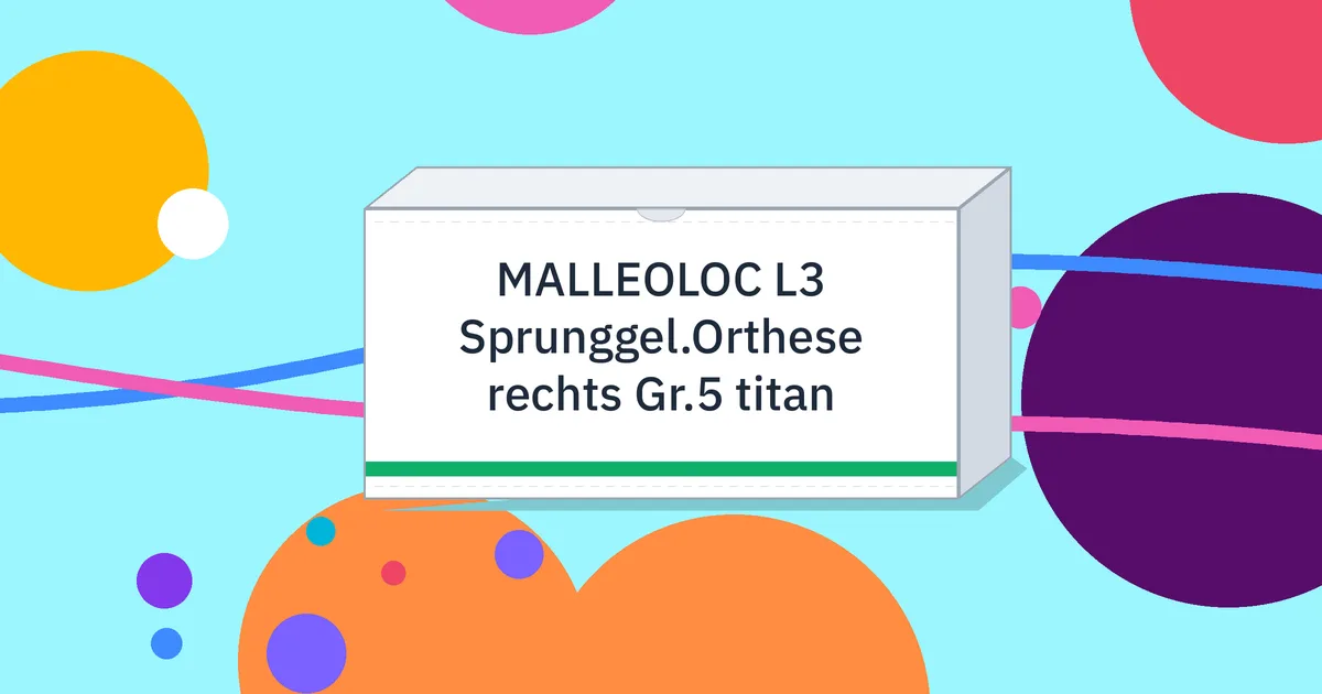 Symbolbild: Packung mit der Aufschrift MALLEOLOC L3 Sprunggel.Orthese rechts Gr.5 titan (PZN 14002310) – Verfügbarkeit und Bezug in Apotheken in Frankfurt am Main