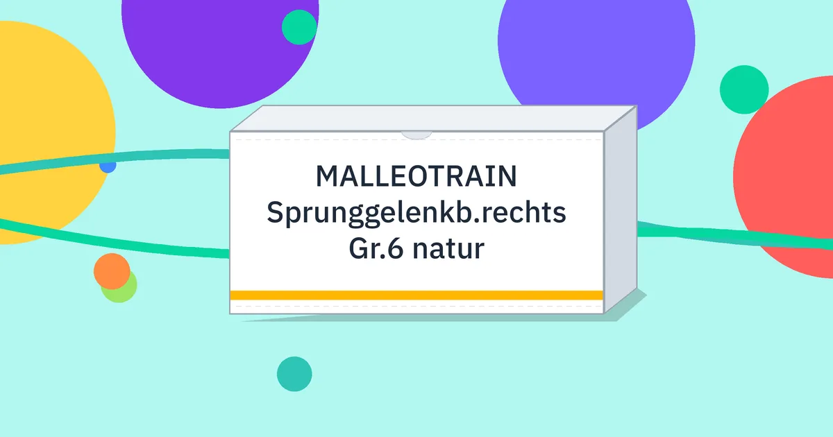 Symbolbild: Packung mit der Aufschrift MALLEOTRAIN Sprunggelenkb.rechts Gr.6 natur (PZN 01283744) – Verfügbarkeit und Bezug in Apotheken in Frankfurt am Main