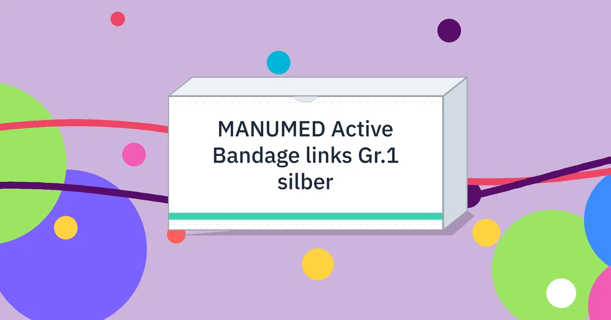 Symbolbild: Packung mit der Aufschrift MANUMED Active Bandage links Gr.1 silber (PZN 15315442) – Verfügbarkeit und Bezug in Apotheken in Frankfurt am Main