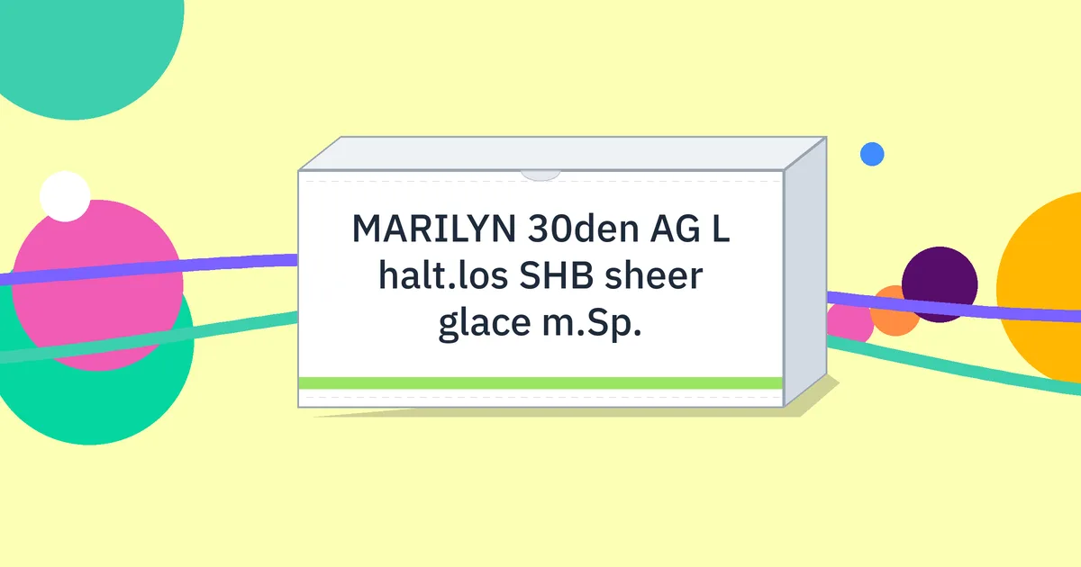 Symbolbild: Packung mit der Aufschrift MARILYN 30den AG L halt.los SHB sheer glace m.Sp. (PZN 16186573) – Verfügbarkeit und Bezug in Apotheken in Frankfurt am Main