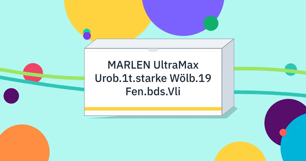 Symbolbild: Packung mit der Aufschrift MARLEN UltraMax Urob.1t.starke Wölb.19 Fen.bds.Vli (PZN 10741476) – Verfügbarkeit und Bezug in Apotheken in Frankfurt am Main