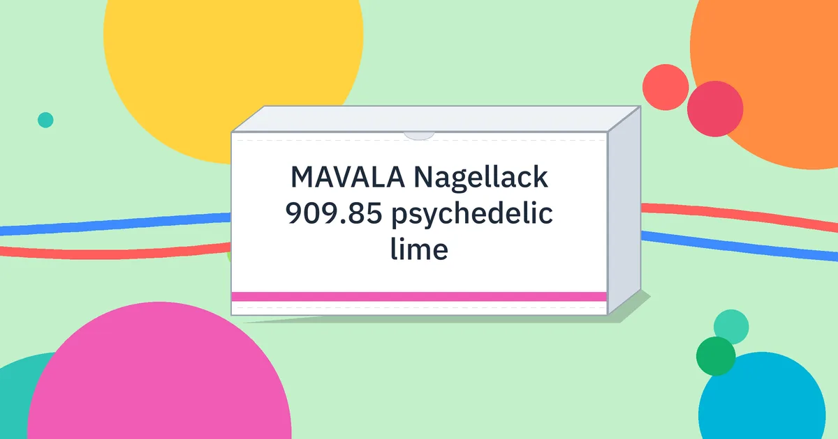 Symbolbild: Packung mit der Aufschrift MAVALA Nagellack 909.85 psychedelic lime (PZN 15417705) – Verfügbarkeit und Bezug in Apotheken in Frankfurt am Main