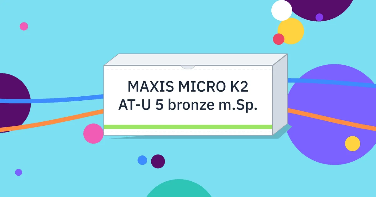 Symbolbild: Packung mit der Aufschrift MAXIS MICRO K2 AT-U 5 bronze m.Sp. (PZN 17673217) – Verfügbarkeit und Bezug in Apotheken in Frankfurt am Main