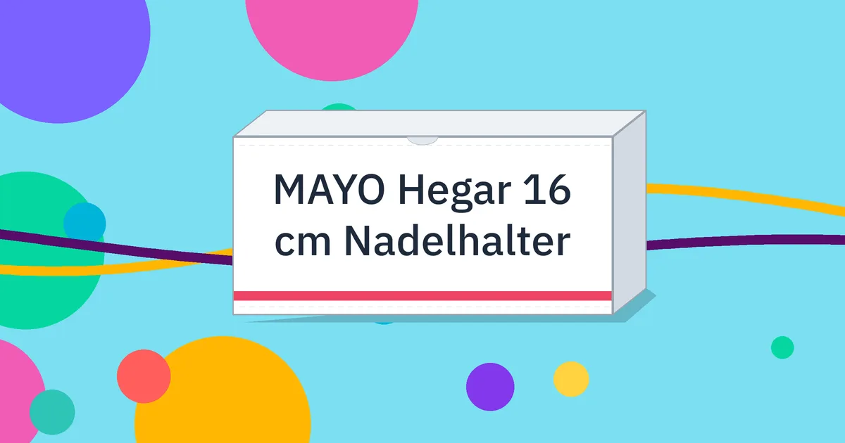 Symbolbild: Packung mit der Aufschrift MAYO Hegar 16 cm Nadelhalter (PZN 09920587) – Verfügbarkeit und Bezug in Apotheken in Frankfurt am Main