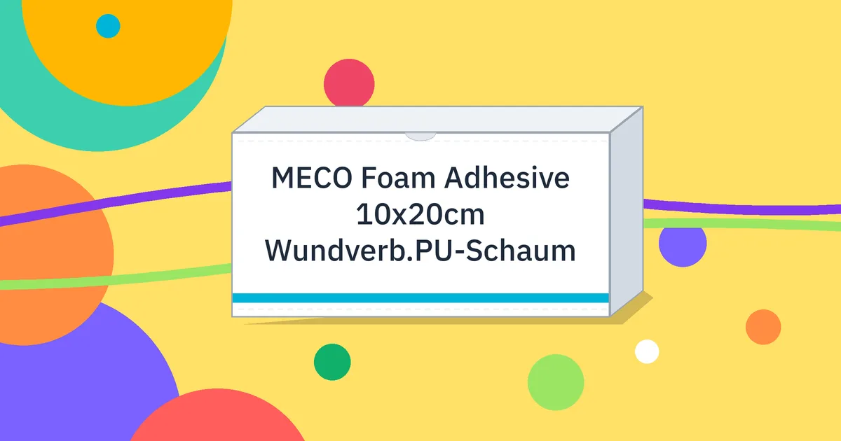 Symbolbild: Packung mit der Aufschrift MECO Foam Adhesive 10x20cm Wundverb.PU-Schaum (PZN 17843978) – Verfügbarkeit und Bezug in Apotheken in Frankfurt am Main
