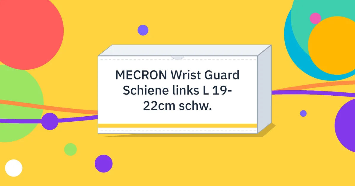 Symbolbild: Packung mit der Aufschrift MECRON Wrist Guard Schiene links L 19-22cm schw. (PZN 16630909) – Verfügbarkeit und Bezug in Apotheken in Frankfurt am Main