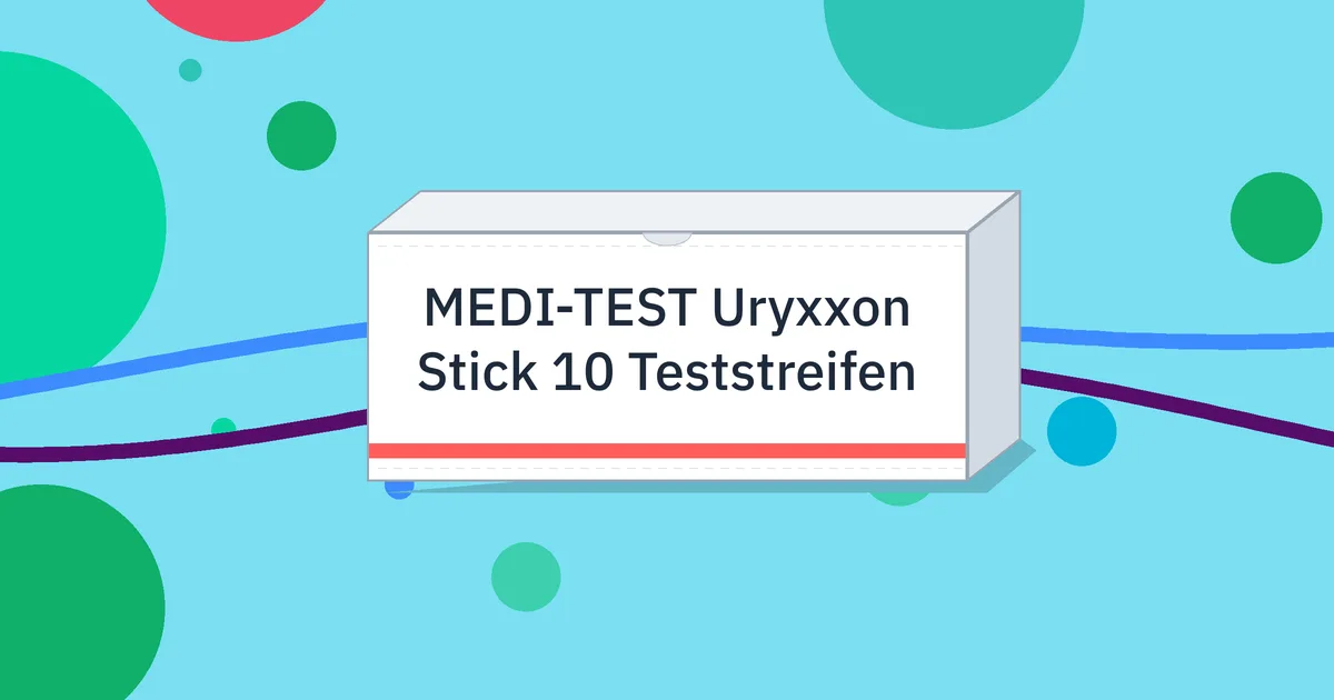 Symbolbild: Packung mit der Aufschrift MEDI-TEST Uryxxon Stick 10 Teststreifen (PZN 00374143) – Verfügbarkeit und Bezug in Apotheken in Frankfurt am Main
