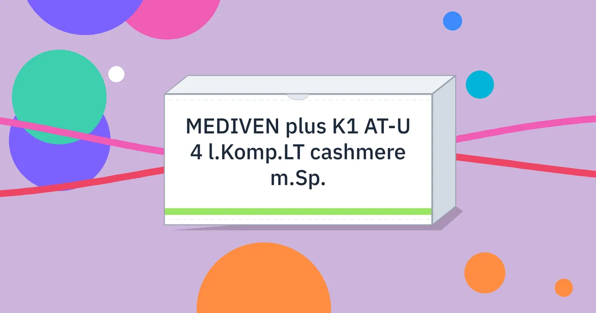 Symbolbild: Packung mit der Aufschrift MEDIVEN plus K1 AT-U 4 l.Komp.LT cashmere m.Sp. (PZN 15033034) – Verfügbarkeit und Bezug in Apotheken in Frankfurt am Main
