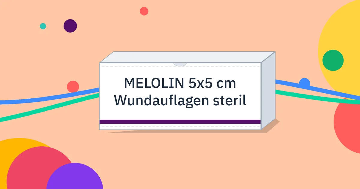 Symbolbild: Packung mit der Aufschrift MELOLIN 5x5 cm Wundauflagen steril (PZN 02782337) – Verfügbarkeit und Bezug in Apotheken in Frankfurt am Main