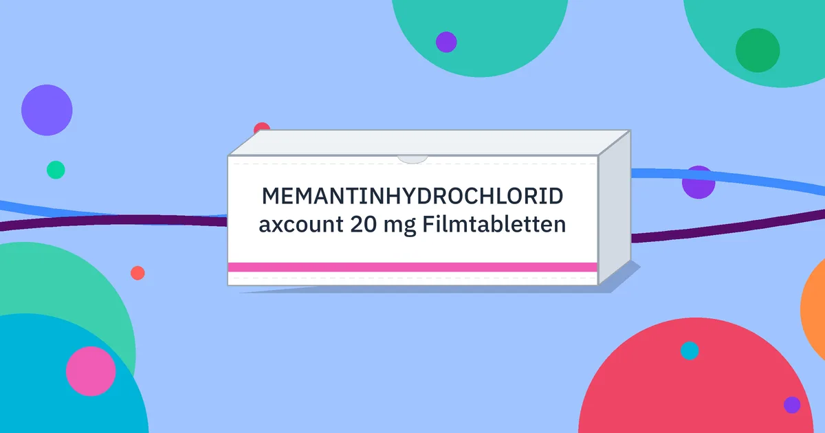 Symbolbild: Packung mit der Aufschrift MEMANTINHYDROCHLORID axcount 20 mg Filmtabletten (PZN 11580466) – Verfügbarkeit und Bezug in Apotheken in Frankfurt am Main