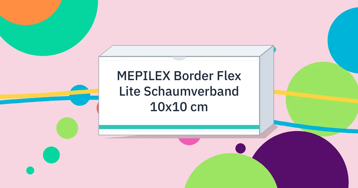 Symbolbild: Packung mit der Aufschrift MEPILEX Border Flex Lite Schaumverband 10x10 cm (PZN 18719134) – Verfügbarkeit und Bezug in Apotheken in Frankfurt am Main