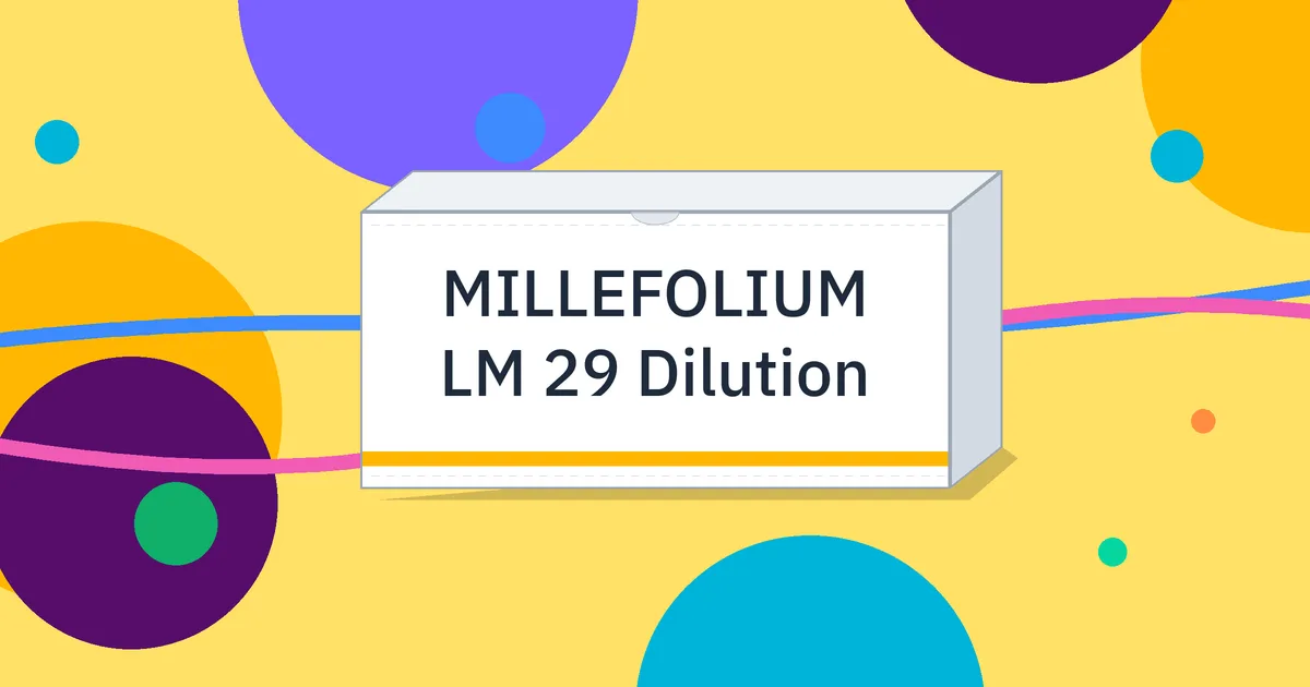 Symbolbild: Packung mit der Aufschrift MILLEFOLIUM LM 29 Dilution (PZN 13608140) – Verfügbarkeit und Bezug in Apotheken in Frankfurt am Main