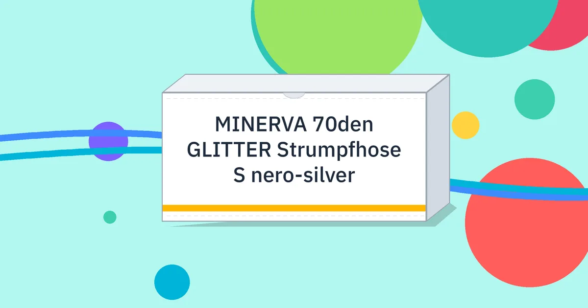 Symbolbild: Packung mit der Aufschrift MINERVA 70den GLITTER Strumpfhose S nero-silver (PZN 16858736) – Verfügbarkeit und Bezug in Apotheken in Frankfurt am Main