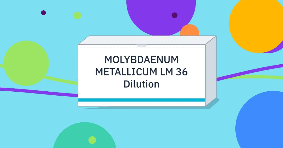 Symbolbild: Packung mit der Aufschrift MOLYBDAENUM METALLICUM LM 36 Dilution (PZN 13610042) – Verfügbarkeit und Bezug in Apotheken in Frankfurt am Main