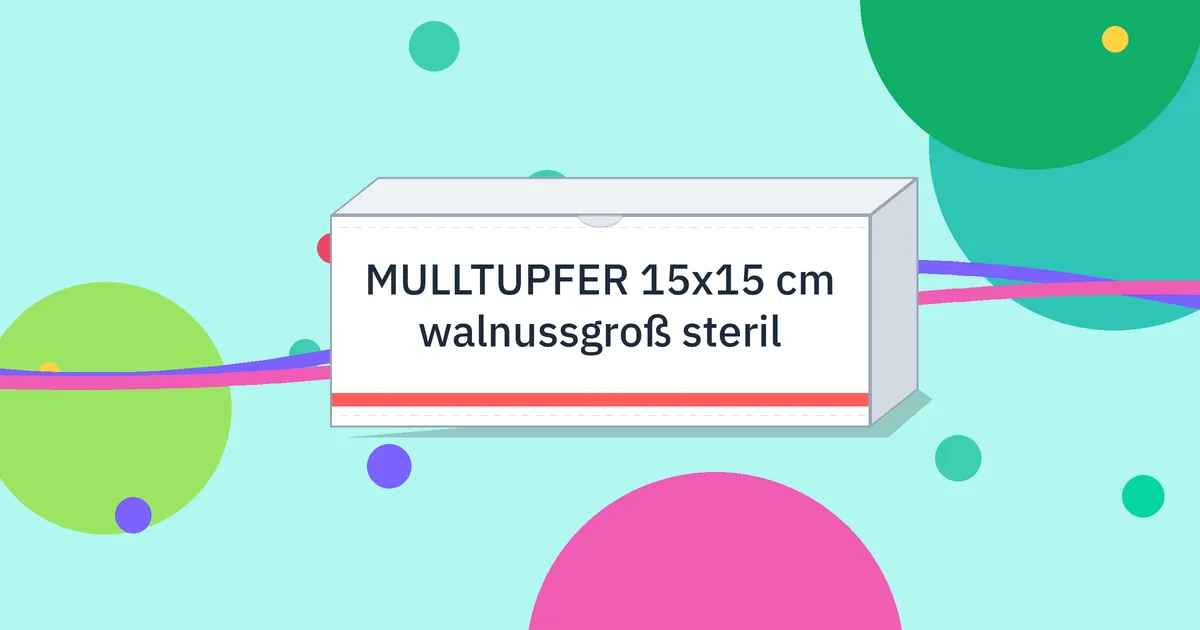 Symbolbild: Packung mit der Aufschrift MULLTUPFER 15x15 cm walnussgroß steril (PZN 01408772) – Verfügbarkeit und Bezug in Apotheken in Frankfurt am Main