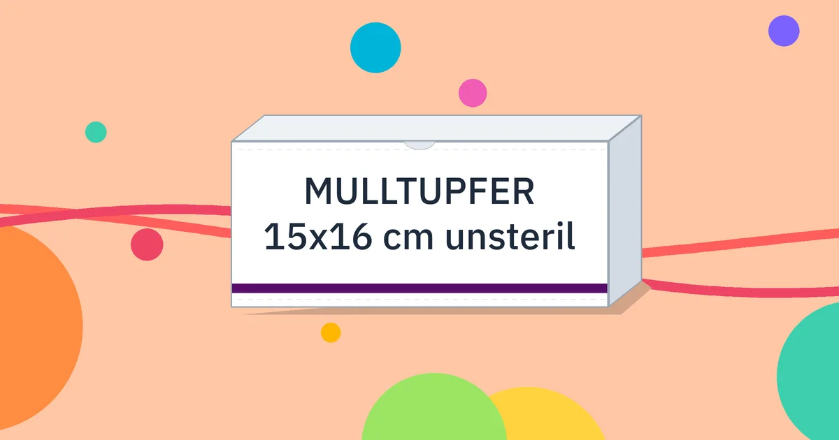 Symbolbild: Packung mit der Aufschrift MULLTUPFER 15x16 cm unsteril (PZN 08888893) – Verfügbarkeit und Bezug in Apotheken in Frankfurt am Main