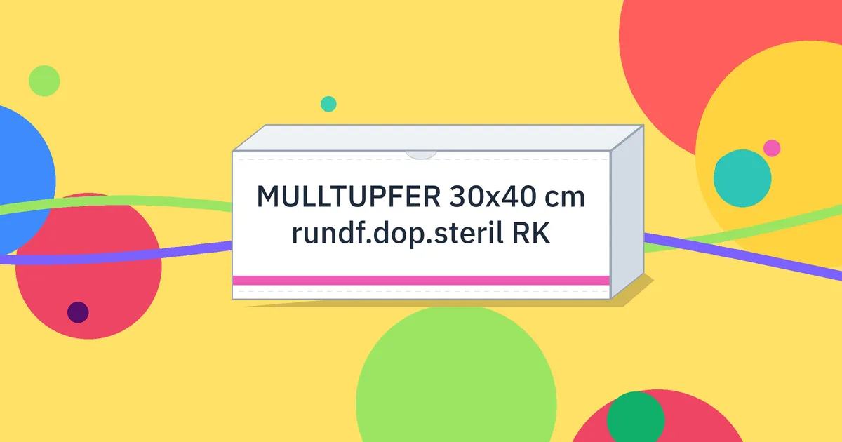 Symbolbild: Packung mit der Aufschrift MULLTUPFER 30x40 cm rundf.dop.steril RK (PZN 13165151) – Verfügbarkeit und Bezug in Apotheken in Frankfurt am Main