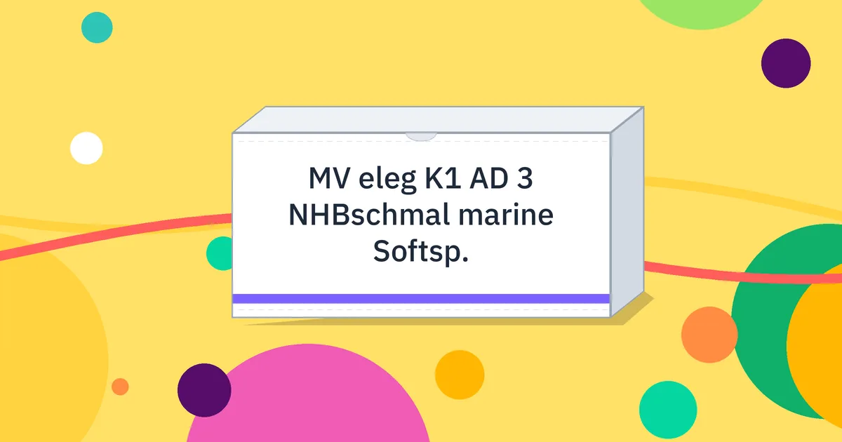 Symbolbild: Packung mit der Aufschrift MV eleg K1 AD 3 NHBschmal marine Softsp. (PZN 15674106) – Verfügbarkeit und Bezug in Apotheken in Frankfurt am Main